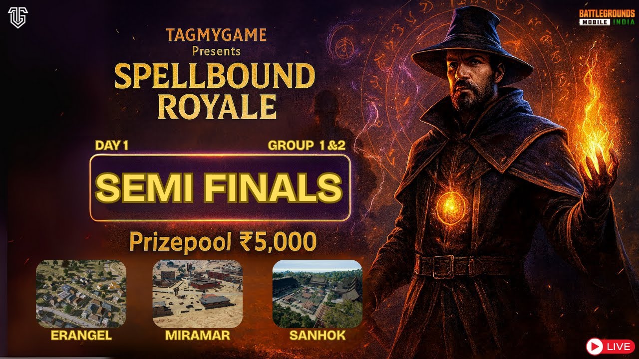 SPELLBOUND ROYALE: SEMI FINALS DAY 1 🔥 | ₹5,000 PRIZE POOL | BGMI ...