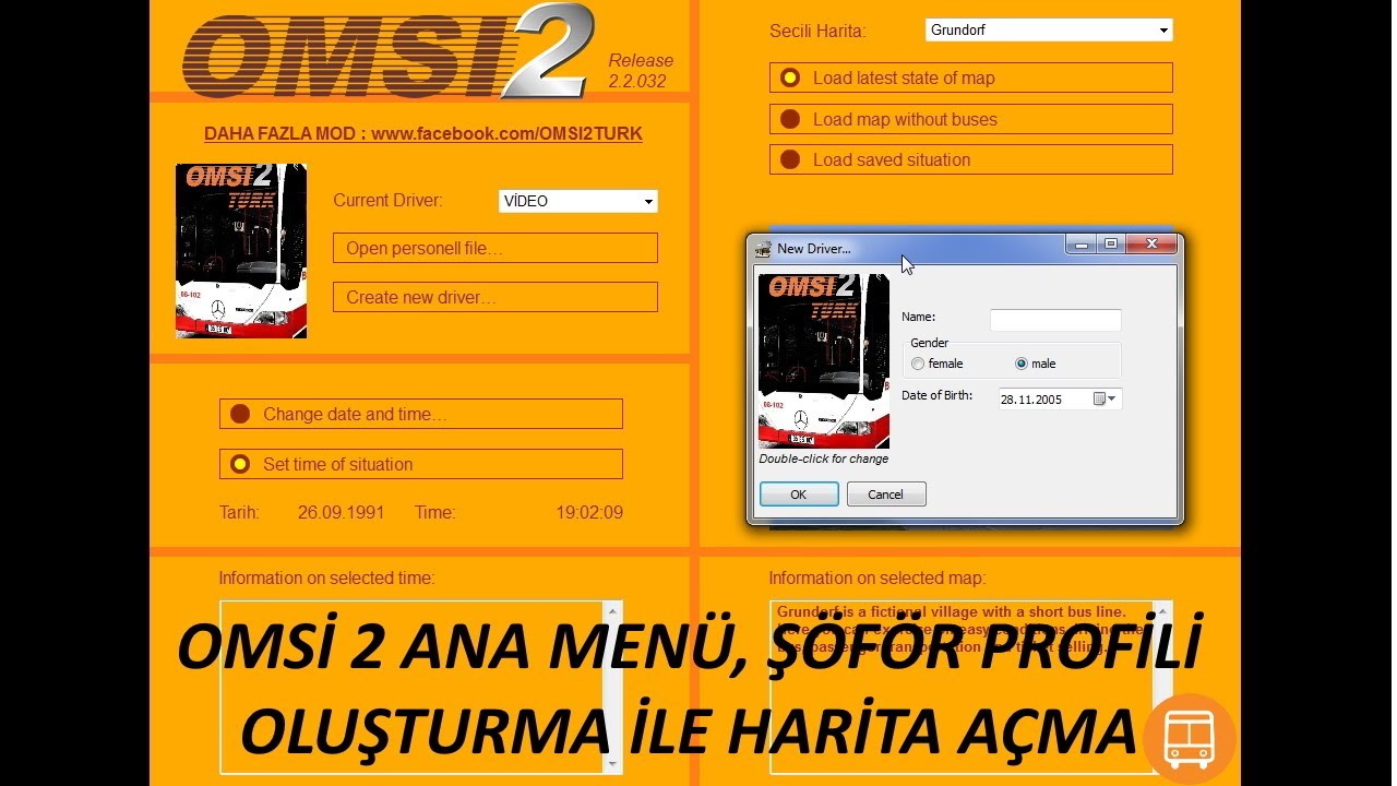 OMSİ 2 EĞİTİM 2 - ANA MENÜ - ŞOFÖR OLUŞTURMA VE HARİTA AÇMAK - YouTube
