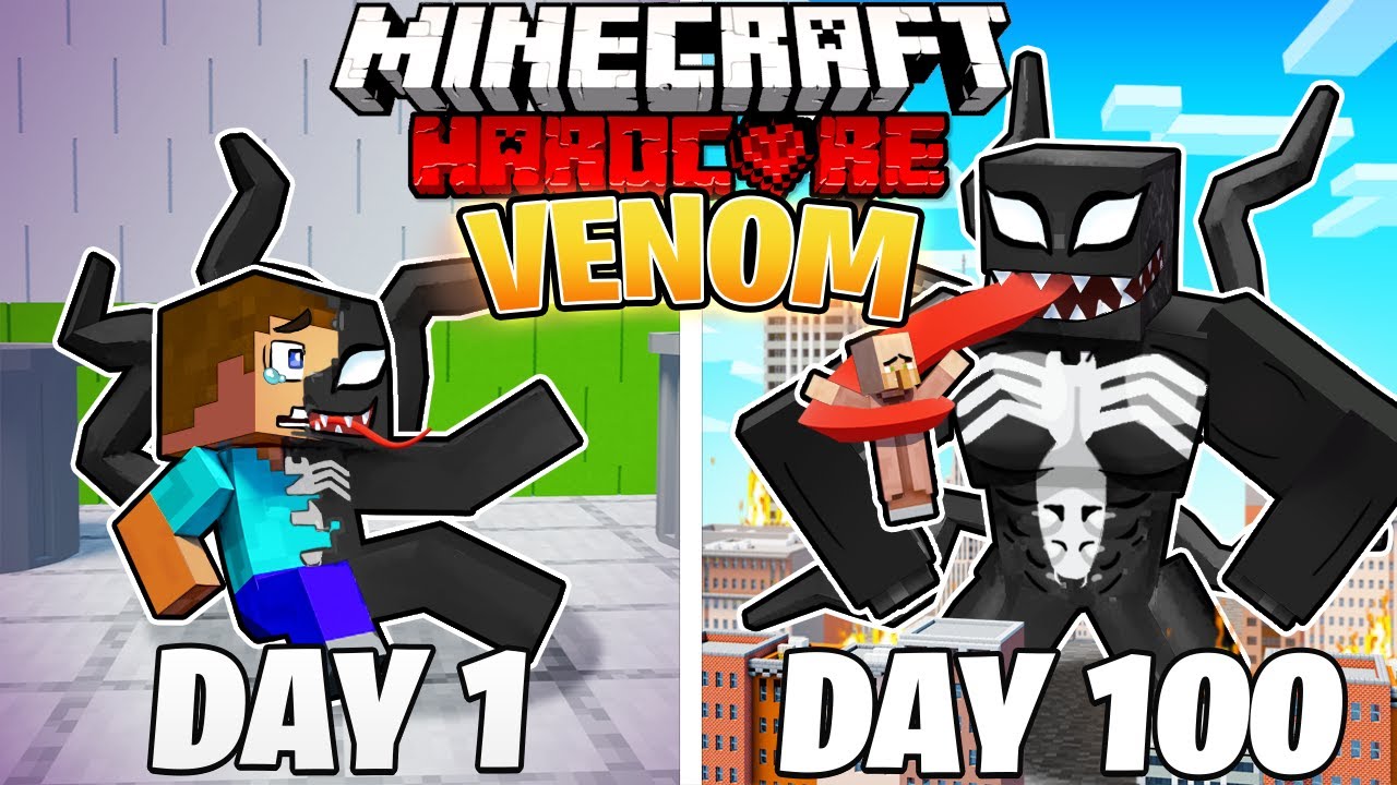 I Survived 100 DAYS as VENOM in HARDCORE Minecraft! - YouTube