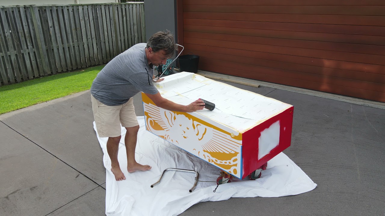 Paragon Pinball - Painting the first stencil layer - YouTube