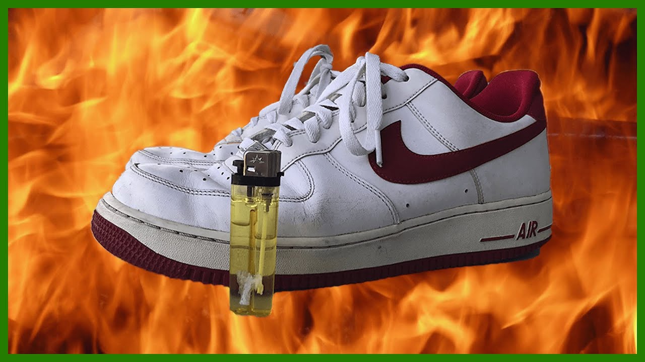 Trying To Burn My Nike Shoes - YouTube