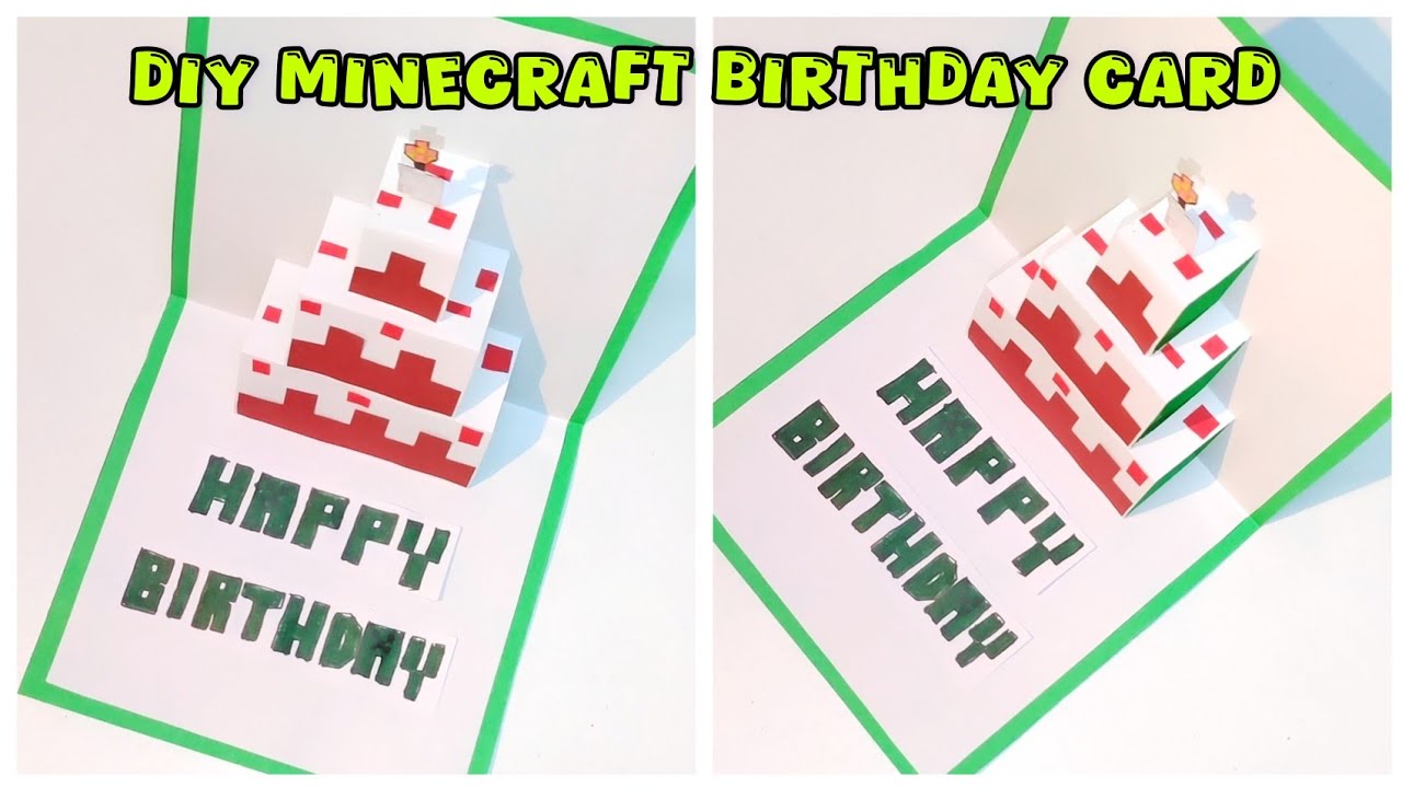 DIY Minecraft Pop Up Birthday Cake Greeting Card🎂 | DIY Cute Gift Idea ...