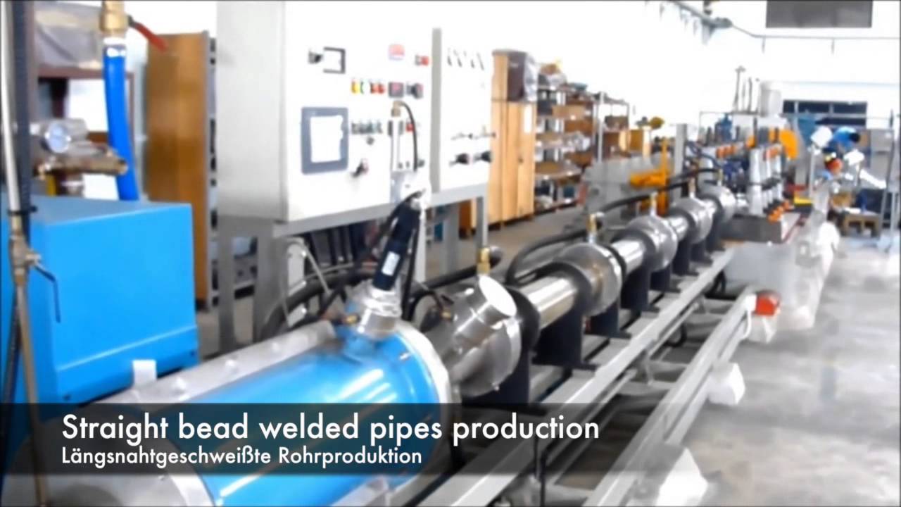 Straight bead (longitudinally) welded pipe production - YouTube