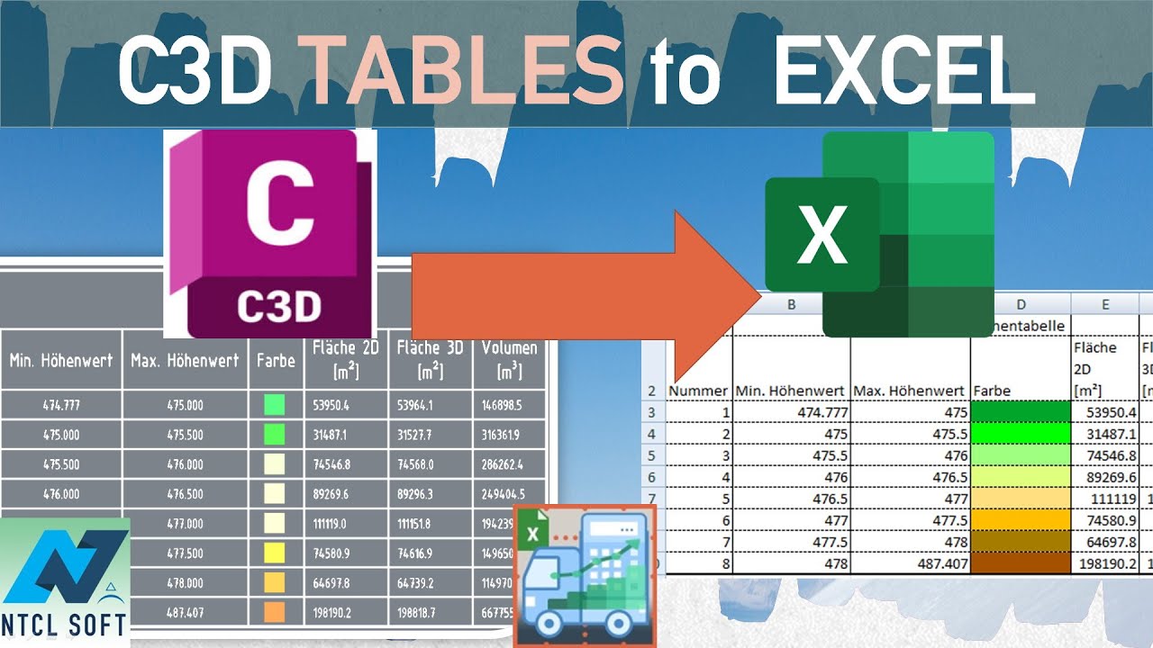 AUTODESK® Civil 3D® Tables to Excel - YouTube