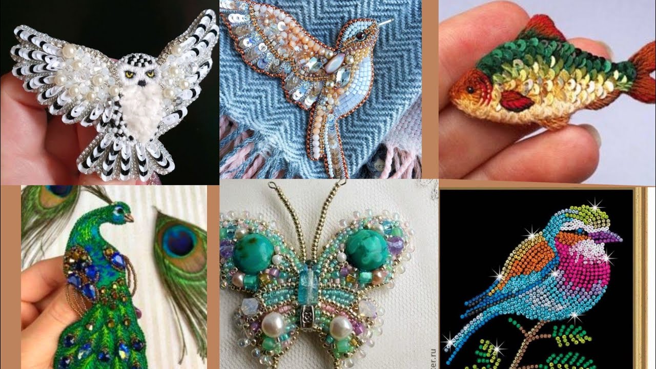 Beaded patterns Beaded Brooch Design Bead Art Idea Hand Work Embroidery ...