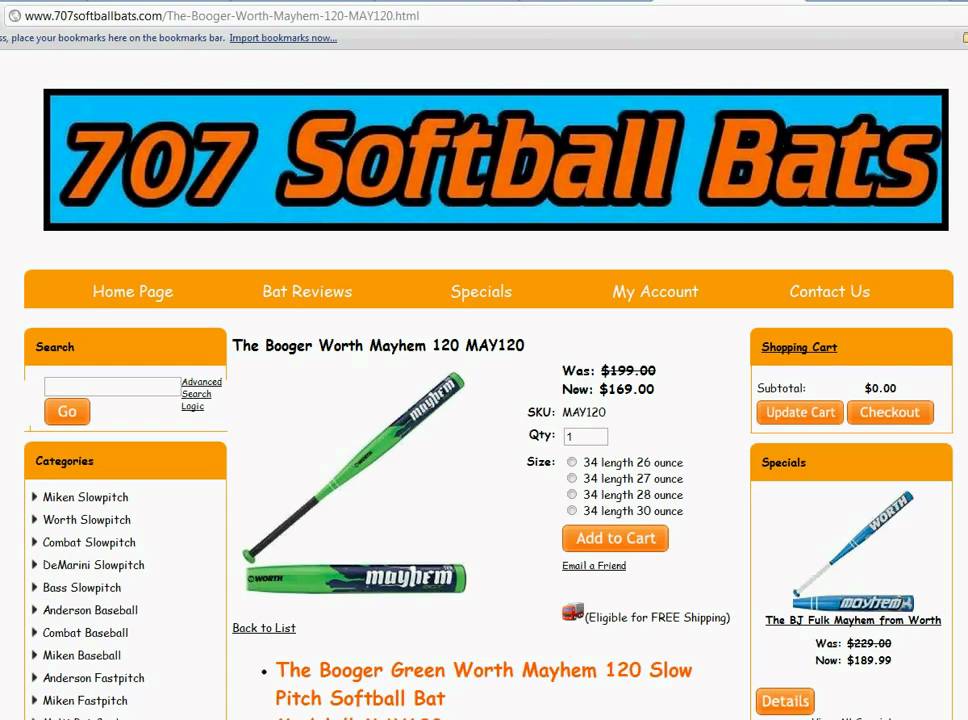 The Booger Green Worth Mayhem 120 Slow Pitch Softball Bat - YouTube