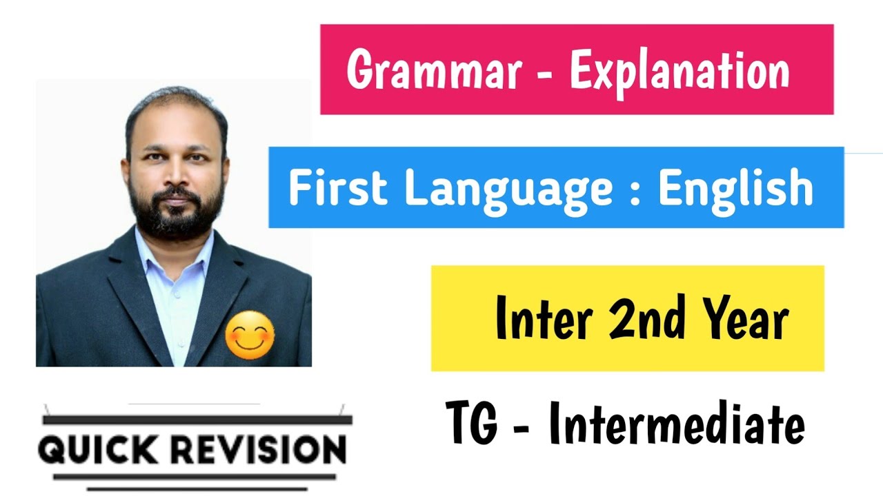 Inter 2nd Year English Important Grammar Quick Revision March 2025 CEC ...