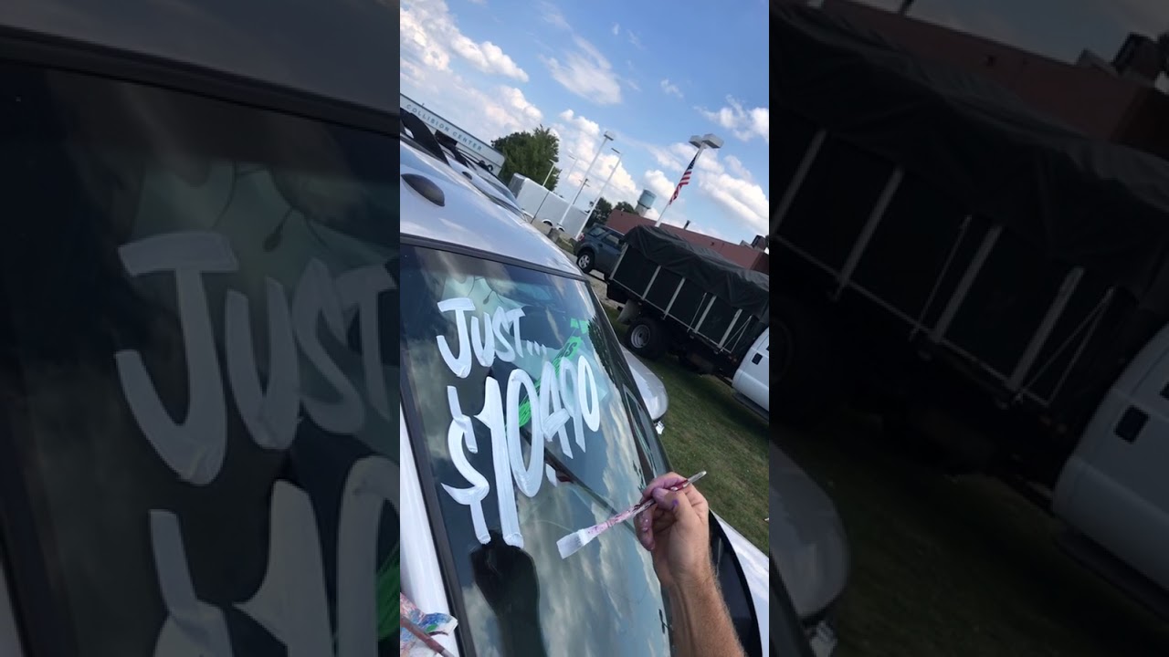 Hand Lettering some windshields today! - YouTube
