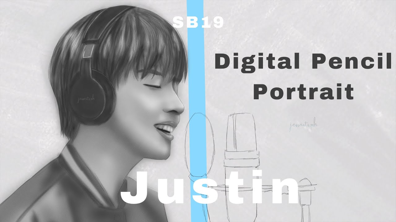 Drawing Digital Pencil Portrait - Justin (SB19) on The First Take - YouTube