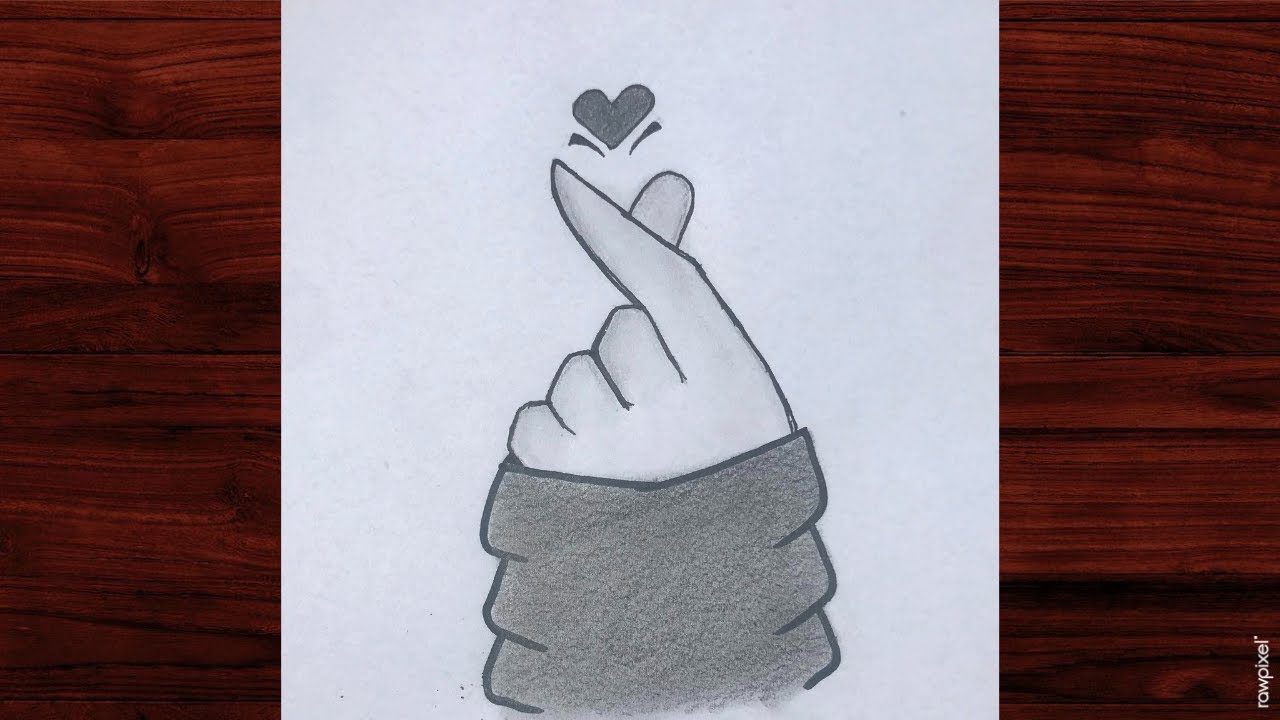 How to draw a tumbler korean heart easy | easy finger heart | finger ...