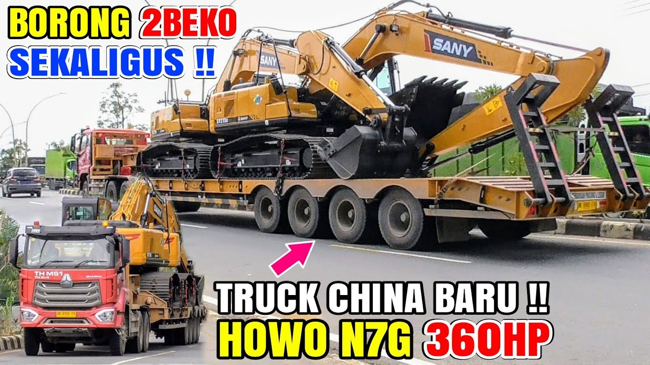 Truk CHINA BARUU !! HOWO N7G 360HP Buntut 4Axel Muat 2Excavator SANY ...