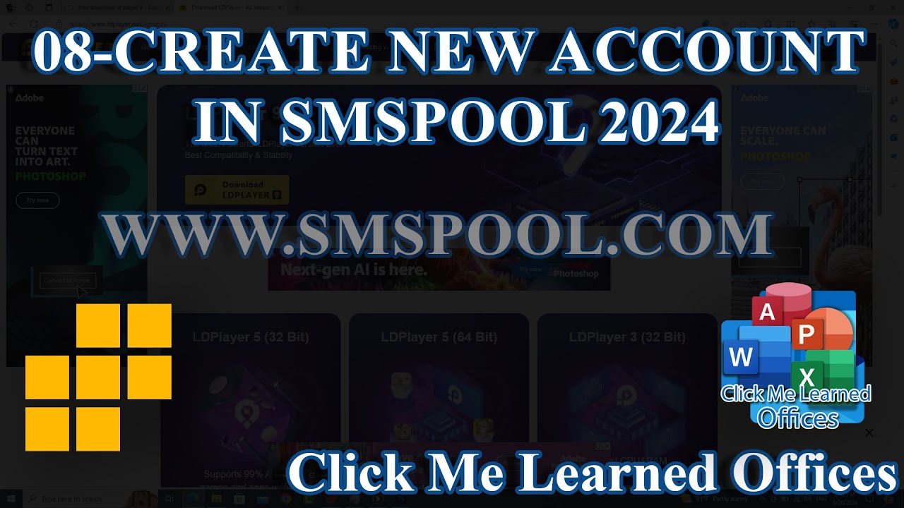 #08-Create New Account in SMSPool 2024 | Clickmelearnedoffices - YouTube