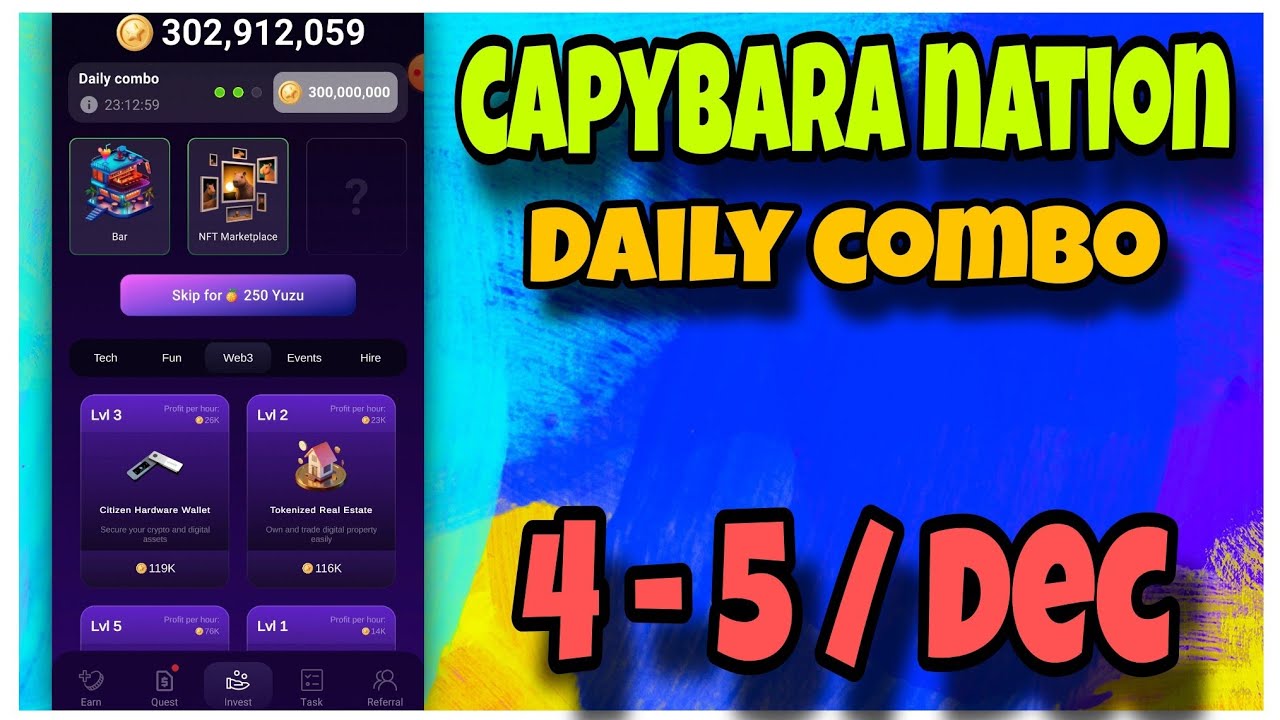 Capybara Nation Daily Combo 4 & 5 December | Today Capybara Nation ...