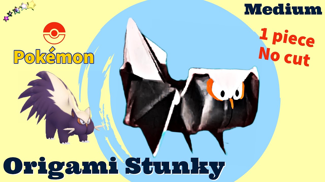 How to make Pokemon origami Stunky the Skunk paper Pokémon. Medium 12 ...