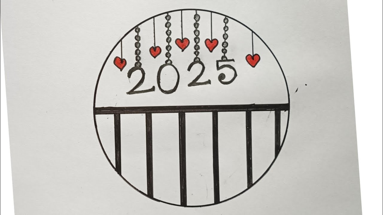 Happy New Year 🎊🎊 2025 Drawing Easy||How to Draw New Year||happy New ...