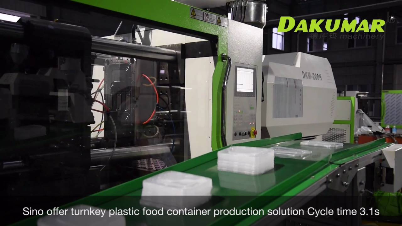 Disposable food plastic container production line - YouTube