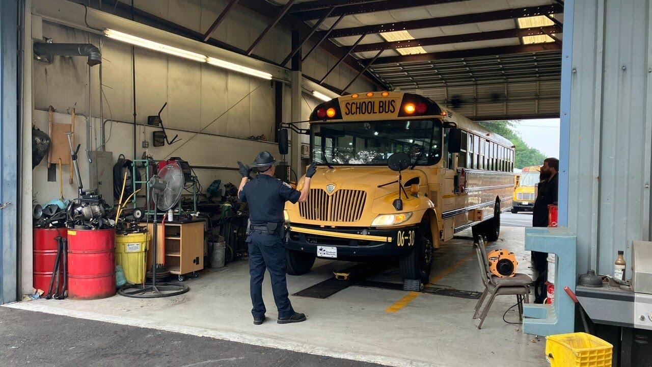 School bus safety inspections underway ahead of new school year - YouTube
