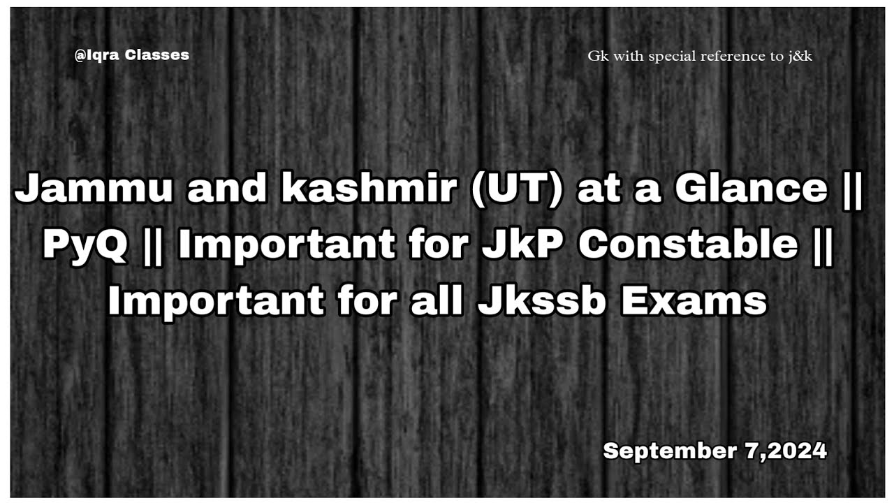 Jkp Constable Class || Chapter 1 || PyQ || Introduction to Jammu and ...