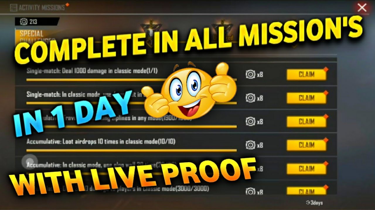 Complete All Mission In 1 Day | How to complete all elite pass mission ...