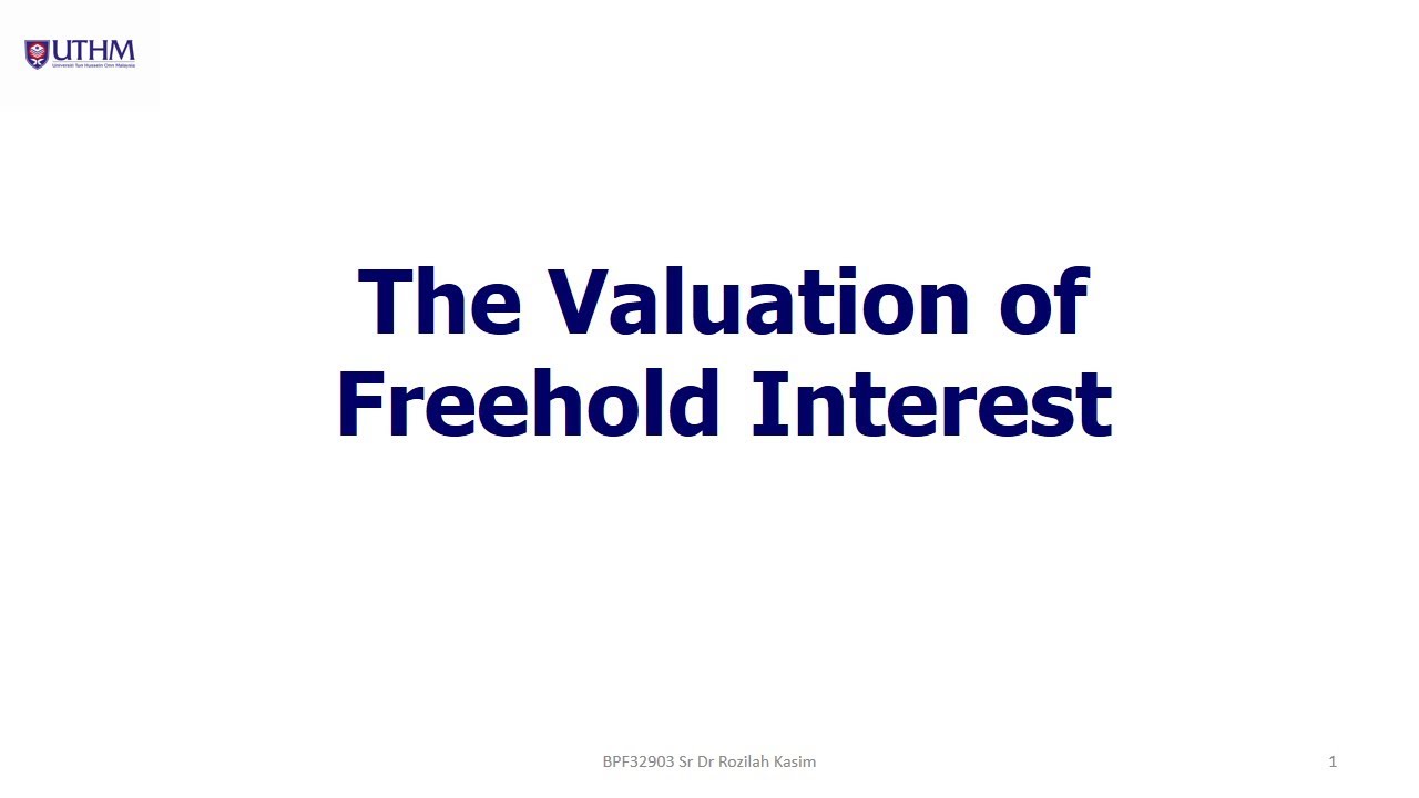 [#002] The Valuation for Freehold Interest - YouTube