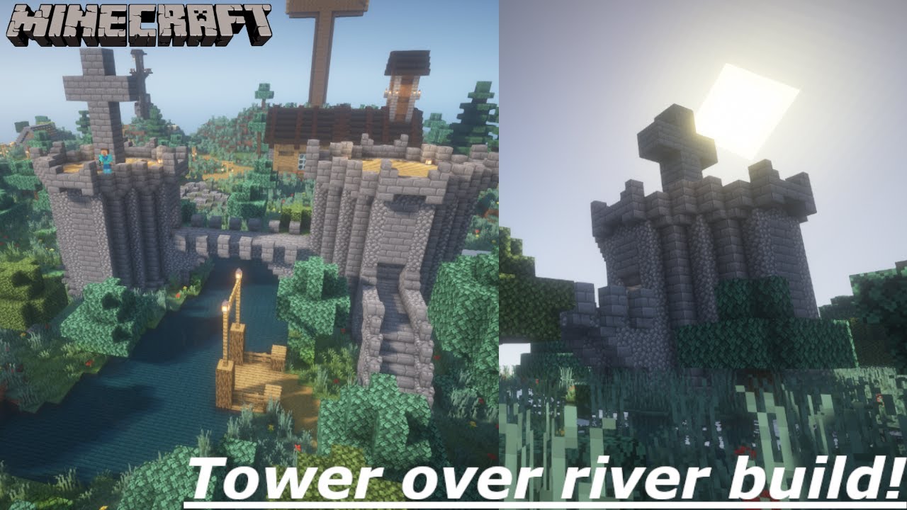 Minecraft: Tower over river build - YouTube