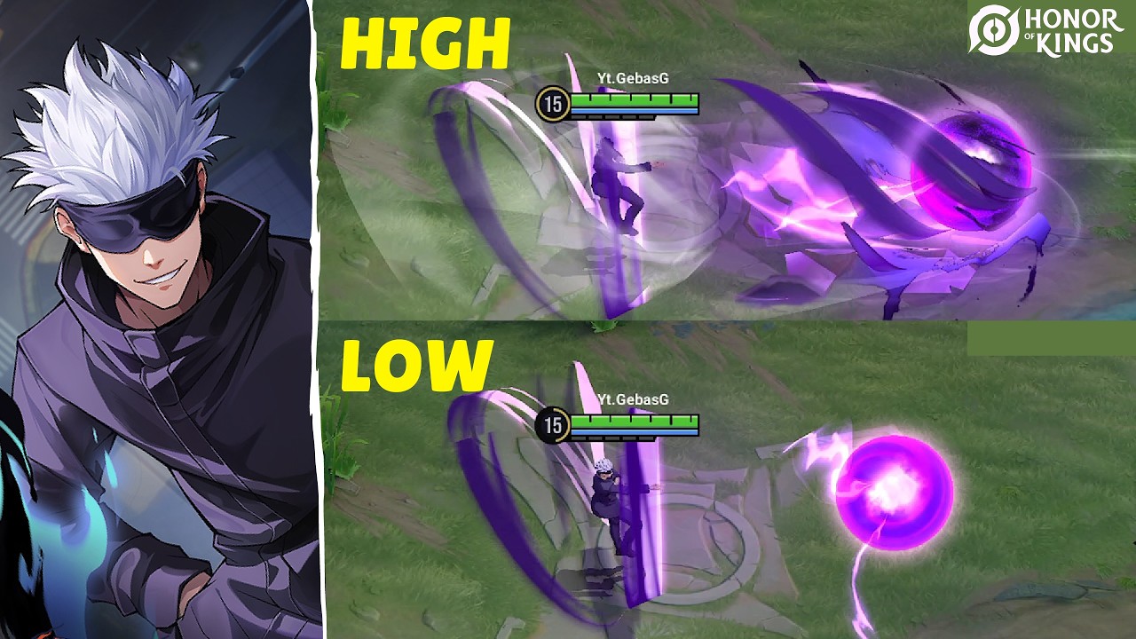 KONGMING - GOJO SATORU, High vs Low Graphics Comparison Honor of Kings ...