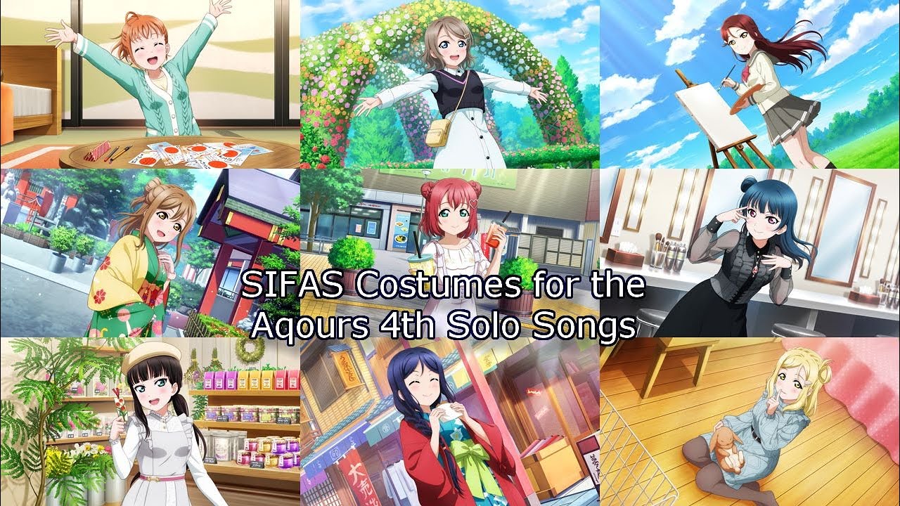 SIFAS Costumes for the Aqours 4th Solos - YouTube