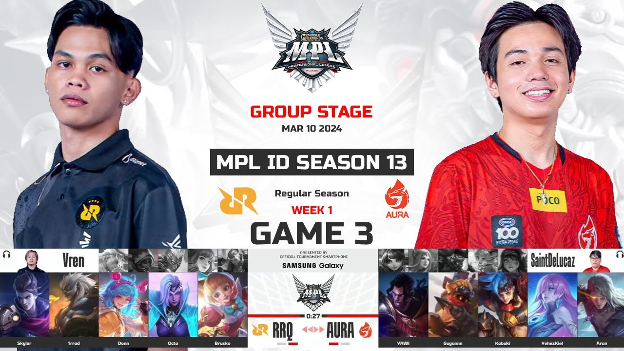 GAME3 : RRQ Hoshi Vs Aura Fire | MPL ID S13 | Regular Season | Day 3 ...