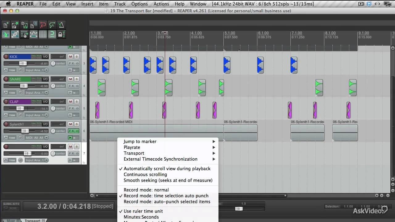 20 Transport Bar : Introduction To Reaper - YouTube