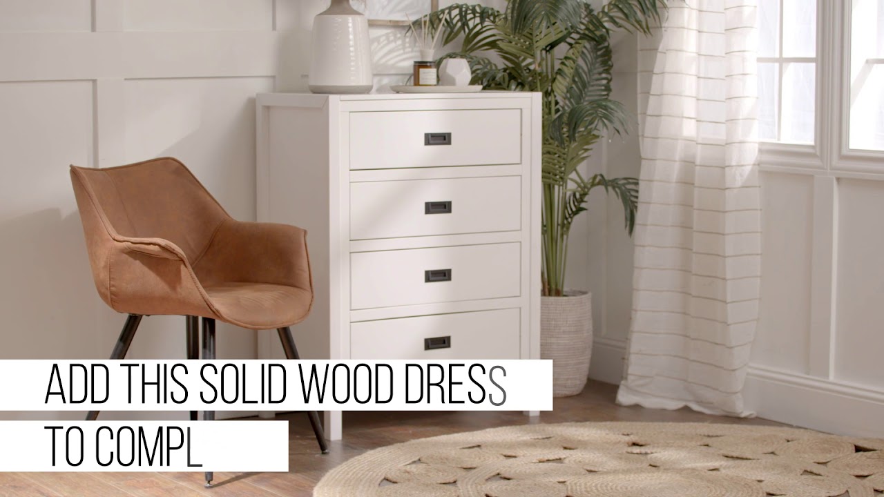 Lydia 40" Classic Solid Wood 4 Drawer Chest - White - YouTube