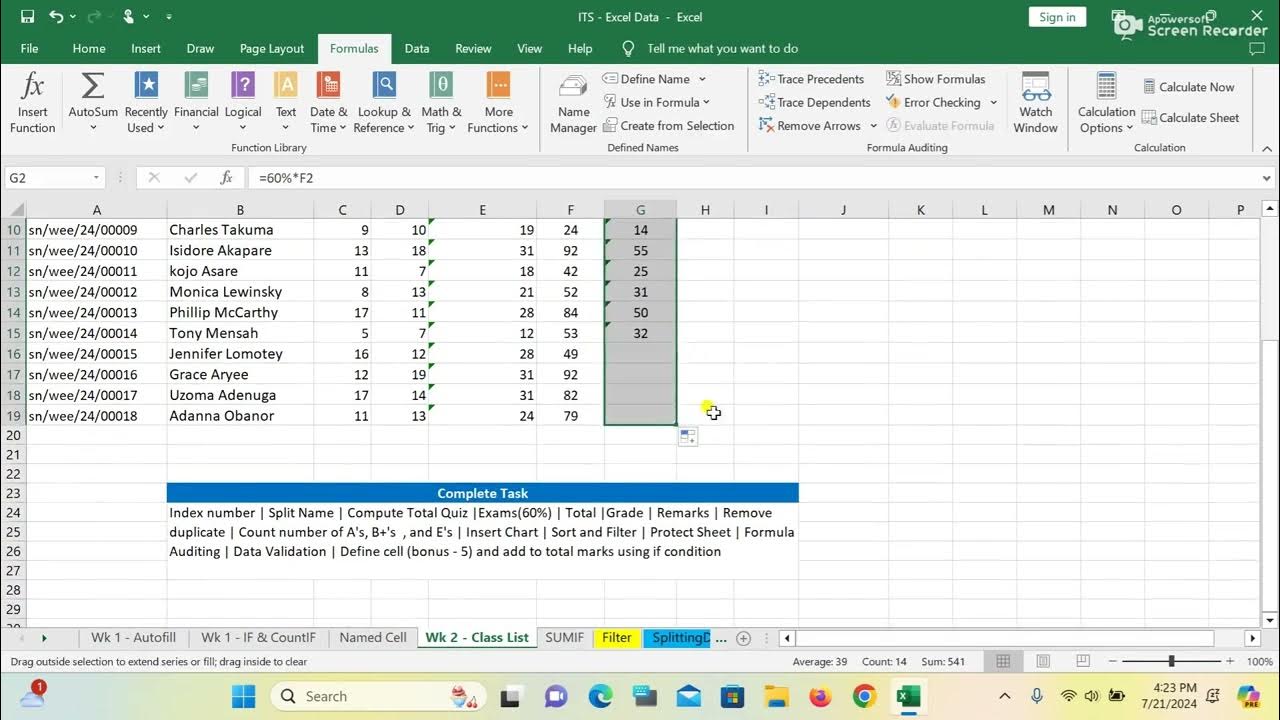Add, Multiply, Generate grades from SCORES and REMARKS and CountIF function in EXCEL - YouTube