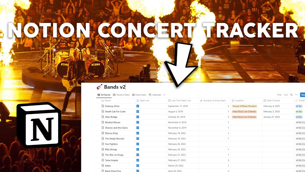 ULTIMATE Notion CONCERT Tracker Template (Free Template) - YouTube