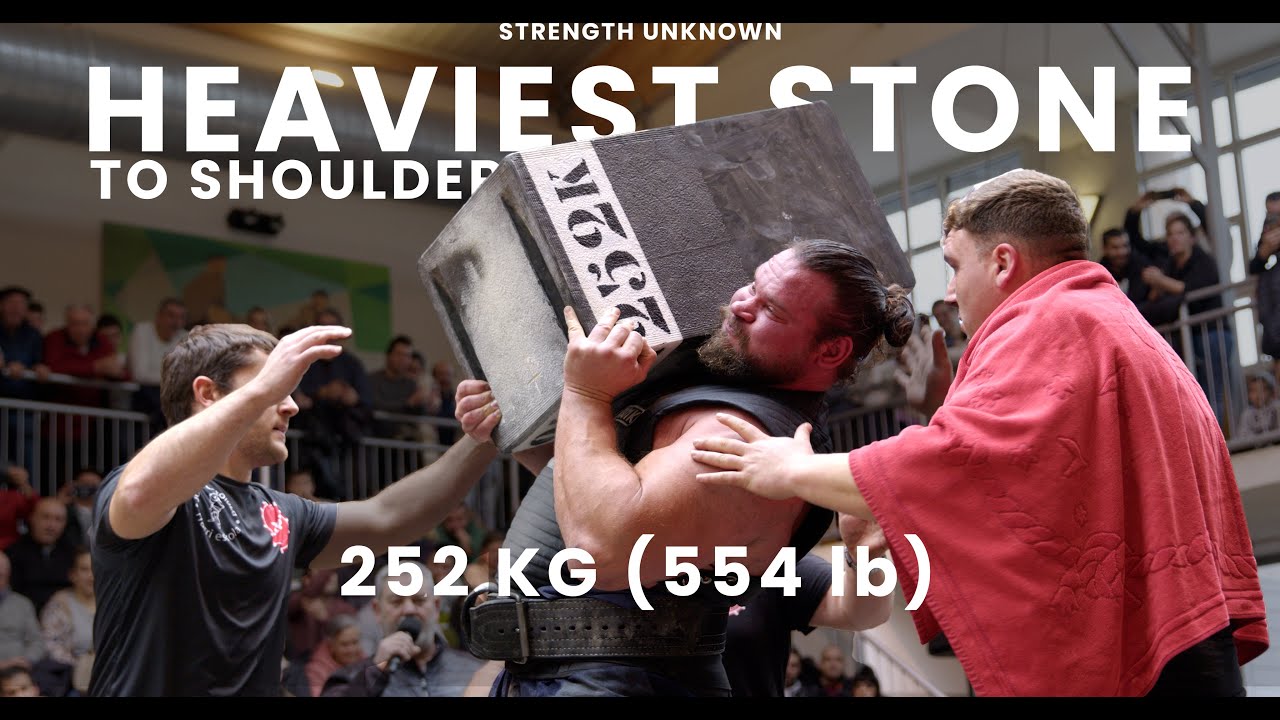 Worlds Strongest Man, Heaviest Stone Shouldering 252kg(554lb) (Basque ...