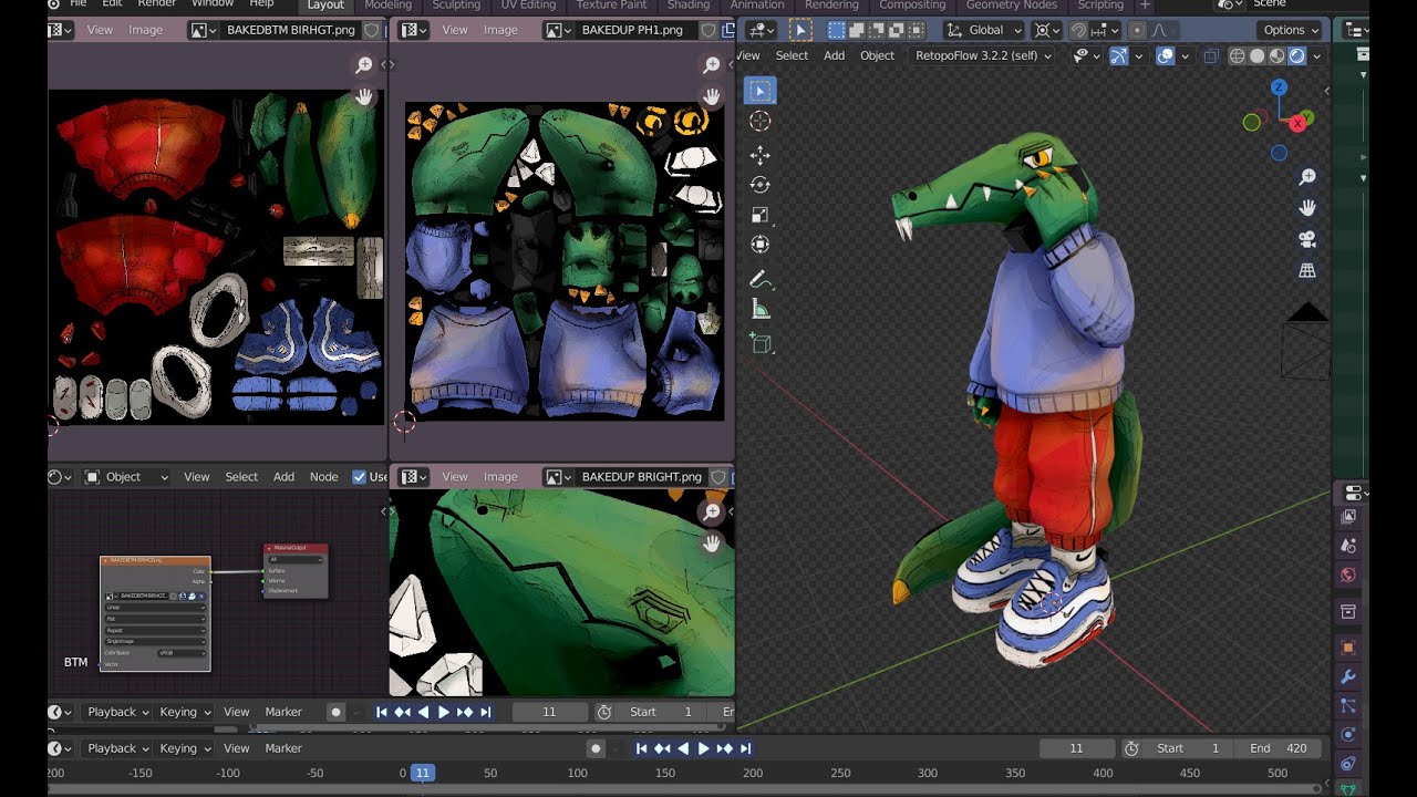 🐊The process of creating the CROCO 3D character with handpainted ...