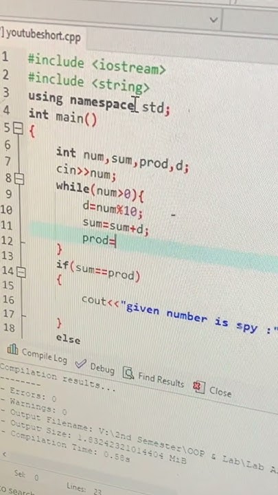 C++ program to print spy number #programming #dev #shorts #youtubeshorts #spy_number - YouTube
