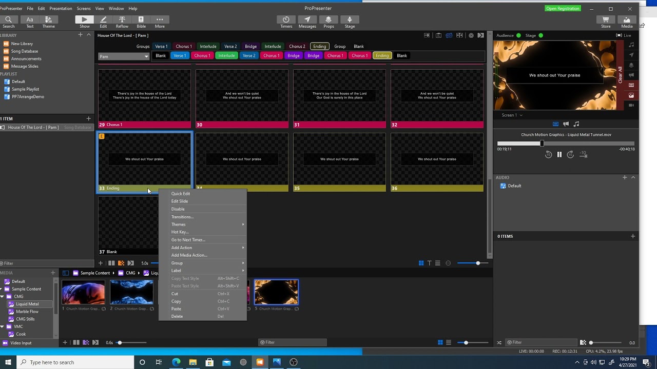 Prepping songs, arrangements in ProPresenter 7 - YouTube