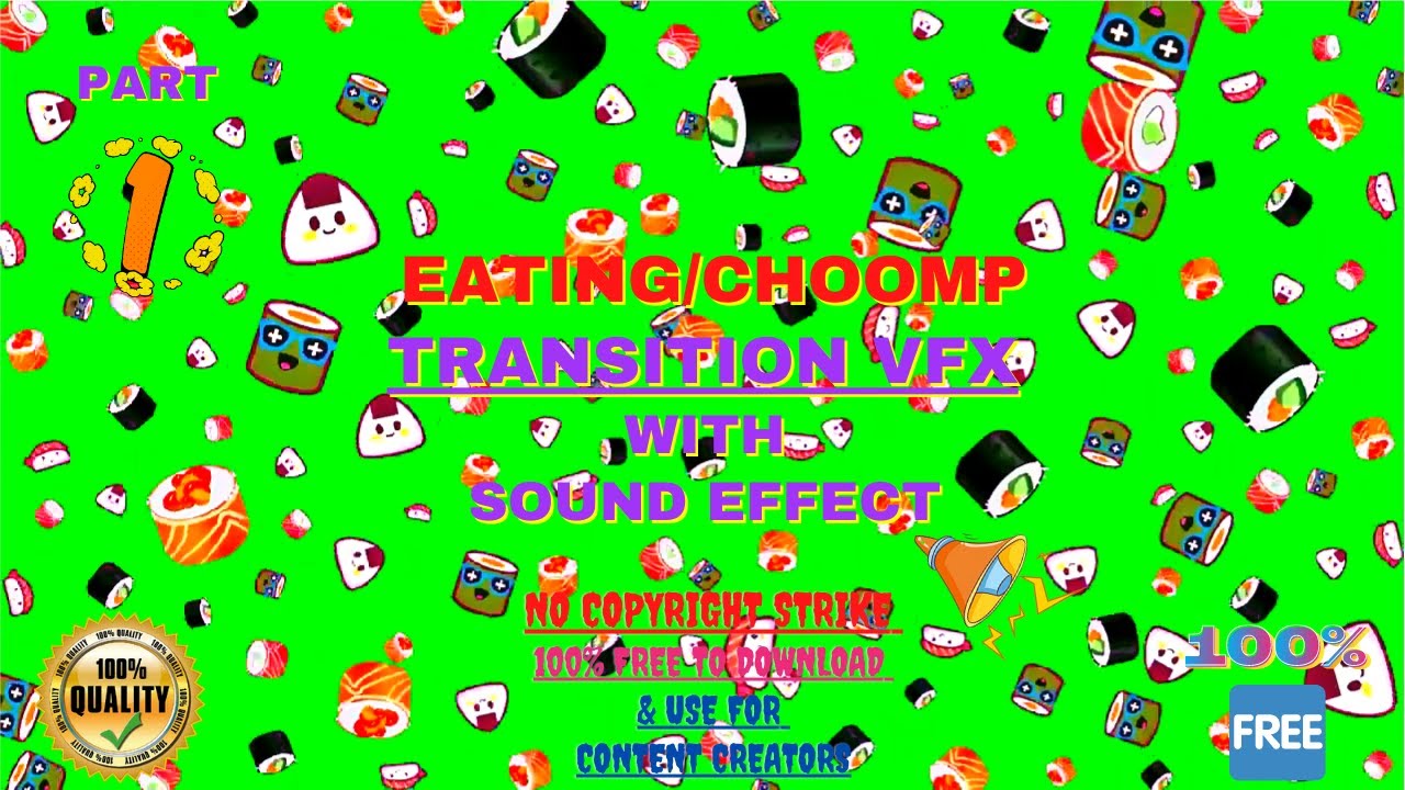 Cartoon Eat/Chomp🍣🥢😋Sound Effect On Green Screen🔊No Copyright Strike ...