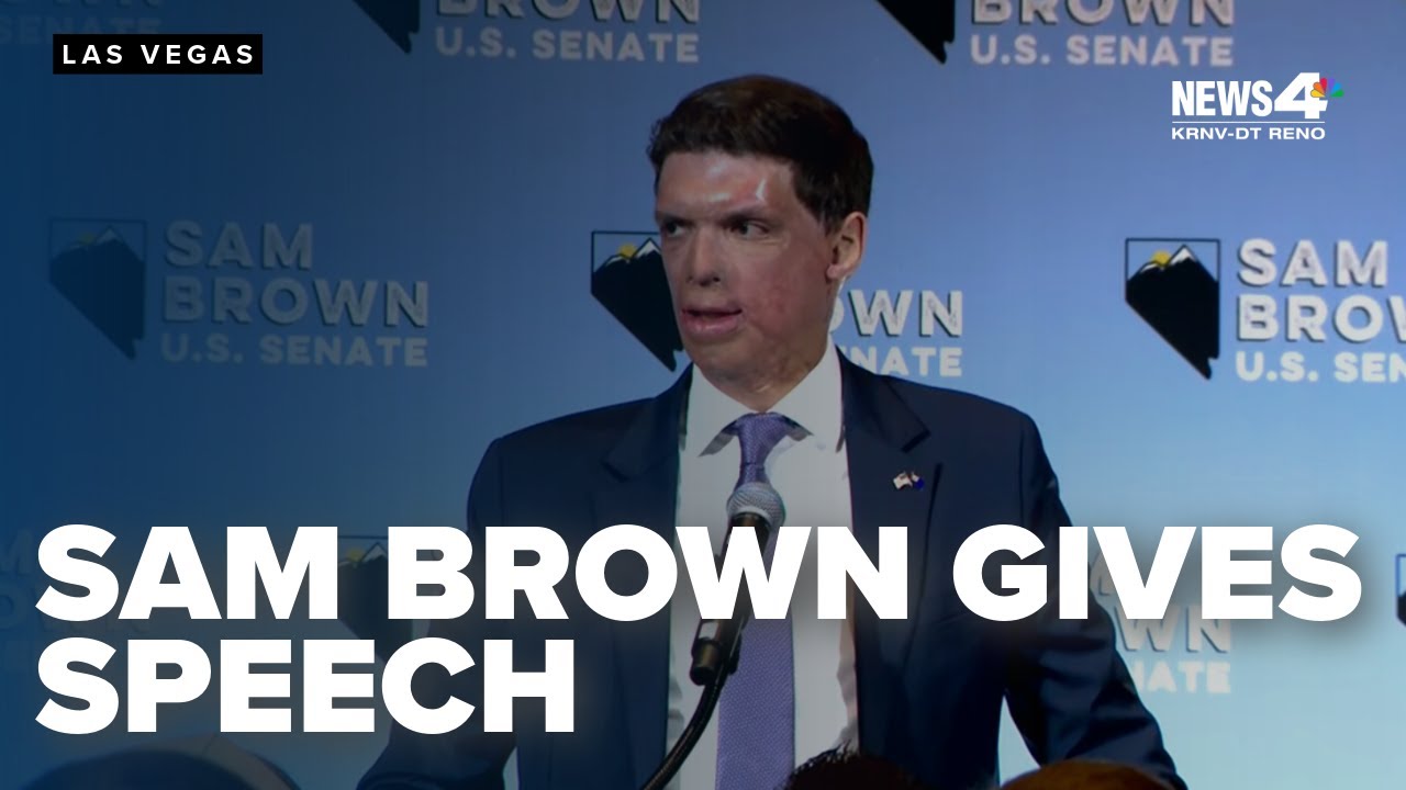 Sam Brown gives speech in contentious U.S. Senate race in Nevada - YouTube