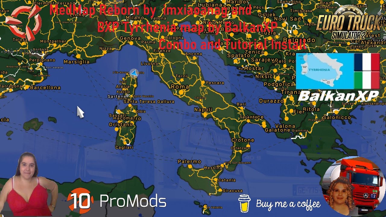 Euro Truck Simulator 2 (1.50) MedMap Reborn and BXP Tyrrhenia map Combo and Tutorial + DLC's ...