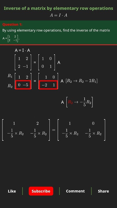 🔄 Finding the Inverse of a 2x2 Matrix Using Elementary Row Operations #math #matrices # ...