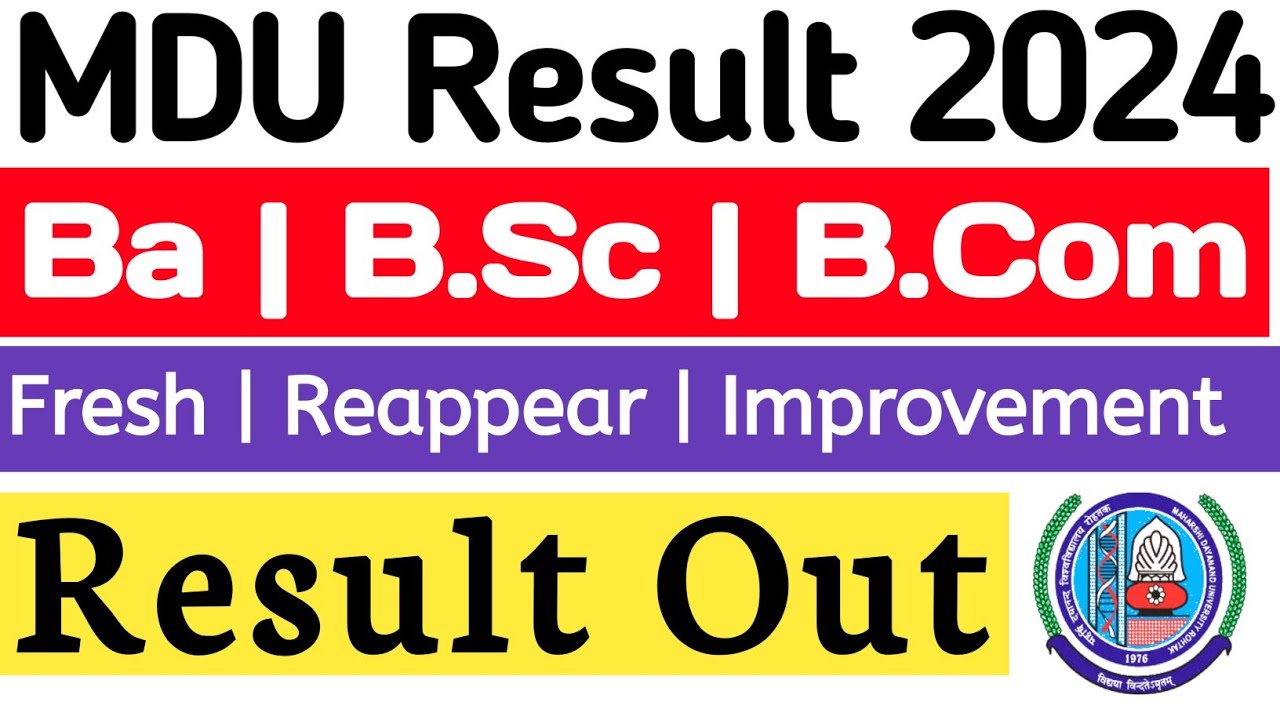 Mdu Ba Result Out 2024 | Mdu Bsc Result Out 2024 | Mdu Result Update ...