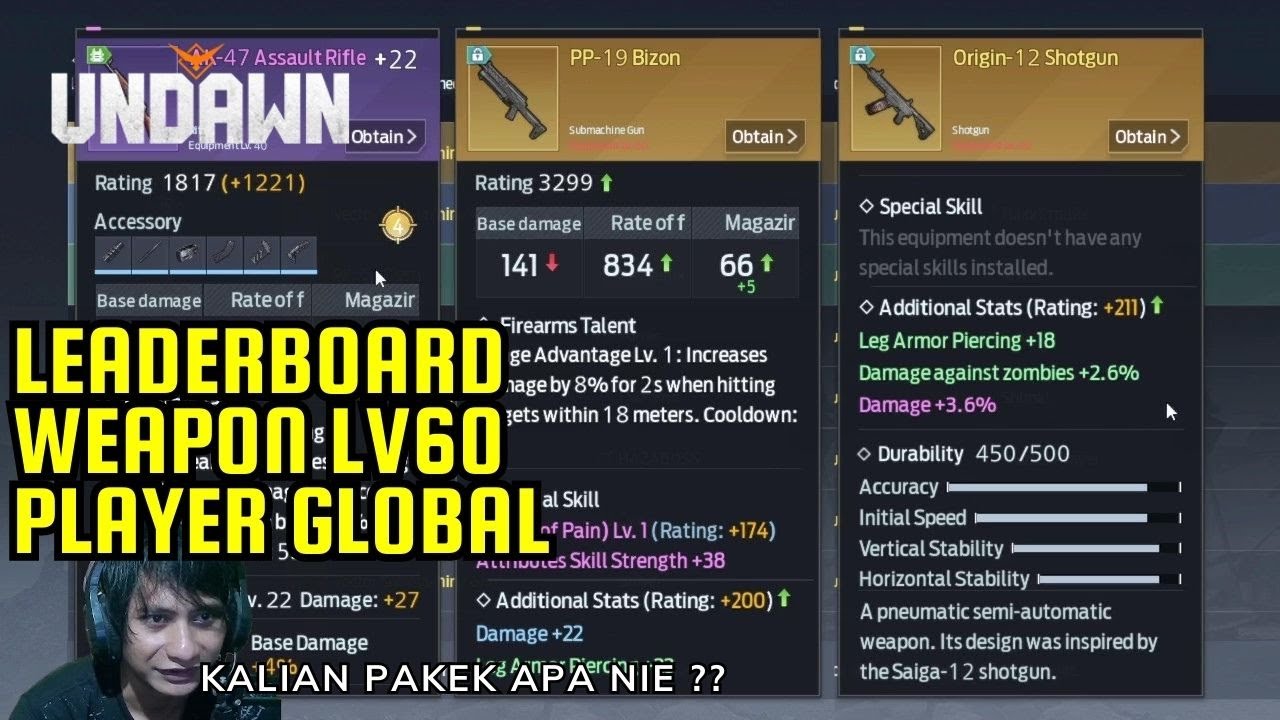 Garena UNDAWN intip equpment lv60 player global - YouTube