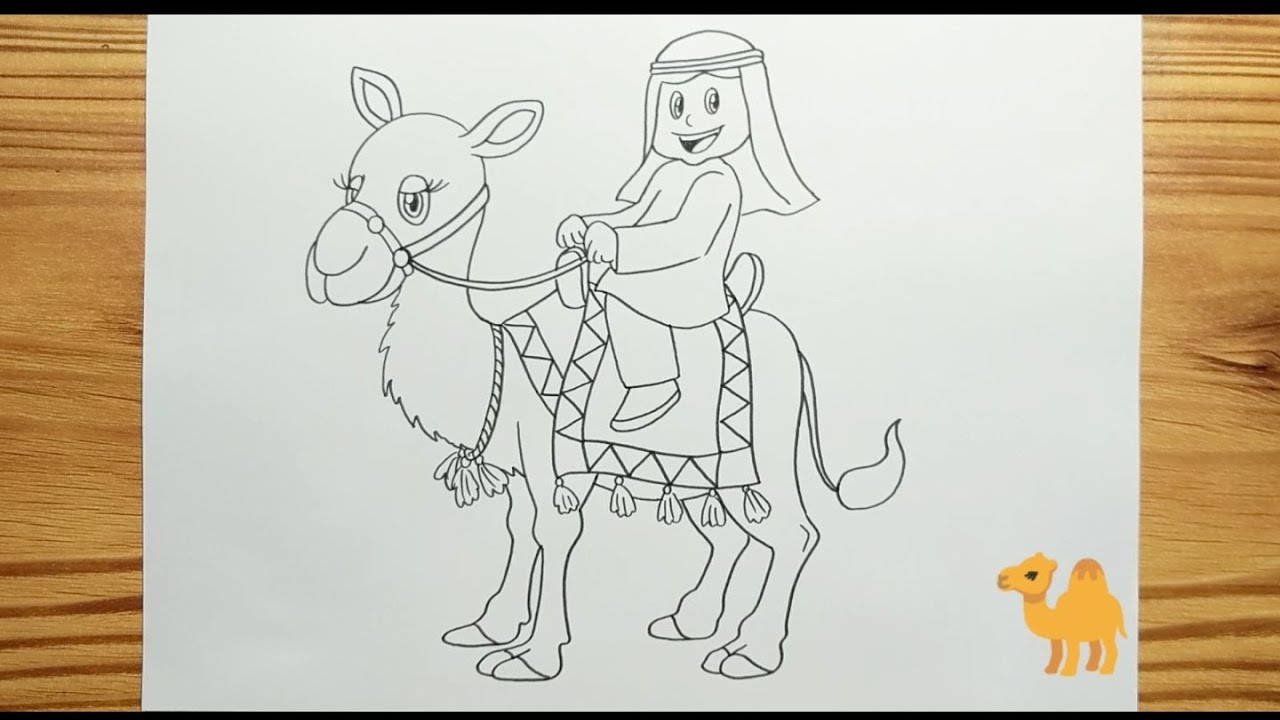 HOW TO DRAW CARTOON CAMEL WITH ARABIAN MAN - YouTube