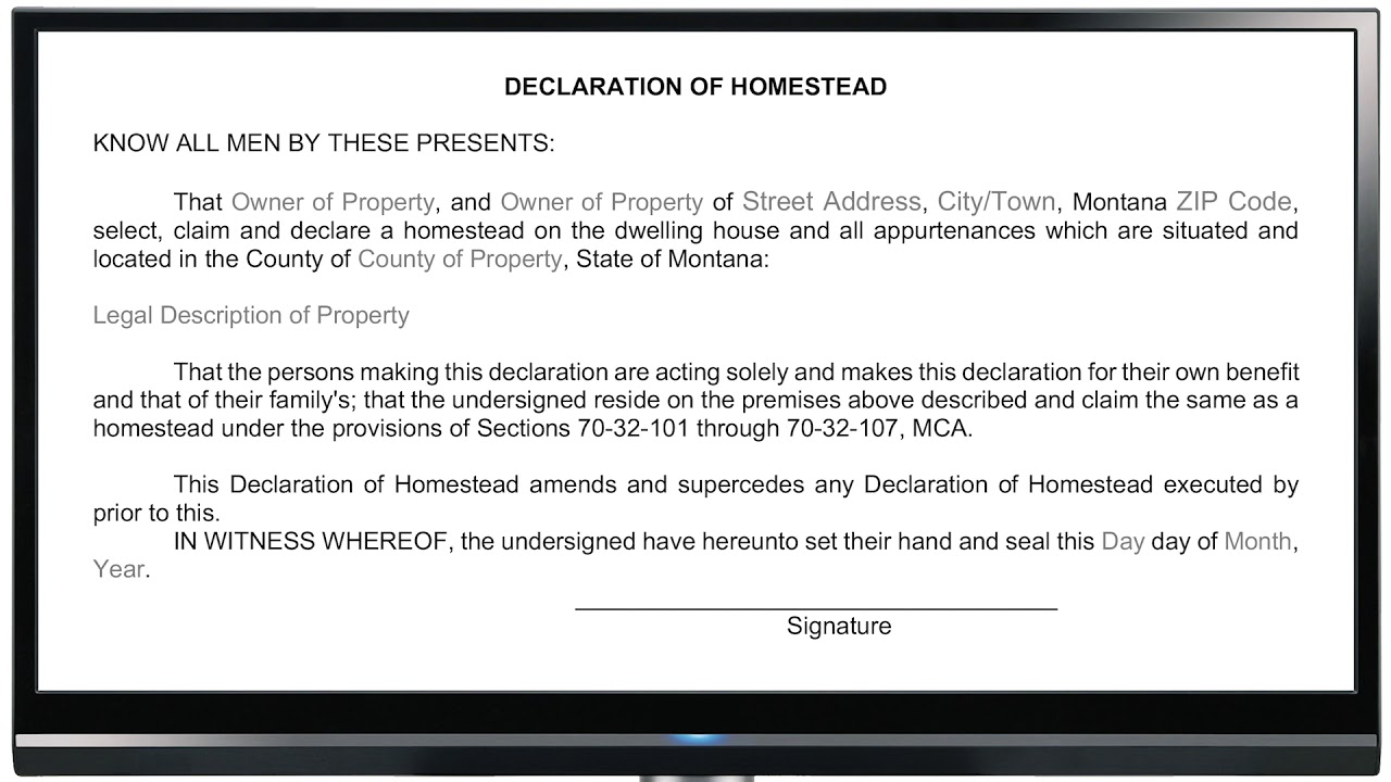 DPHHS MT: Declaration of Homestead HD - YouTube