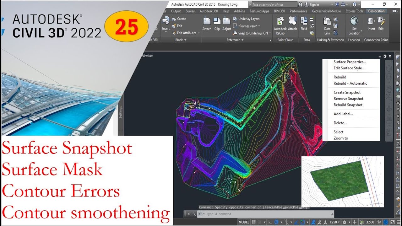 Civil 3d- Create Snapshot of surface, Surface masking and contour ...