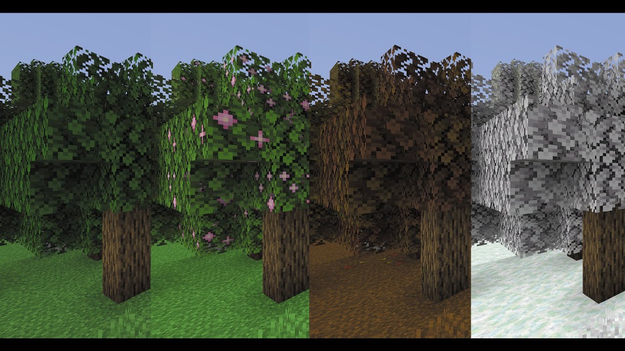 Four Seasons in Minecraft, with only a resource pack (Biome colors are ...