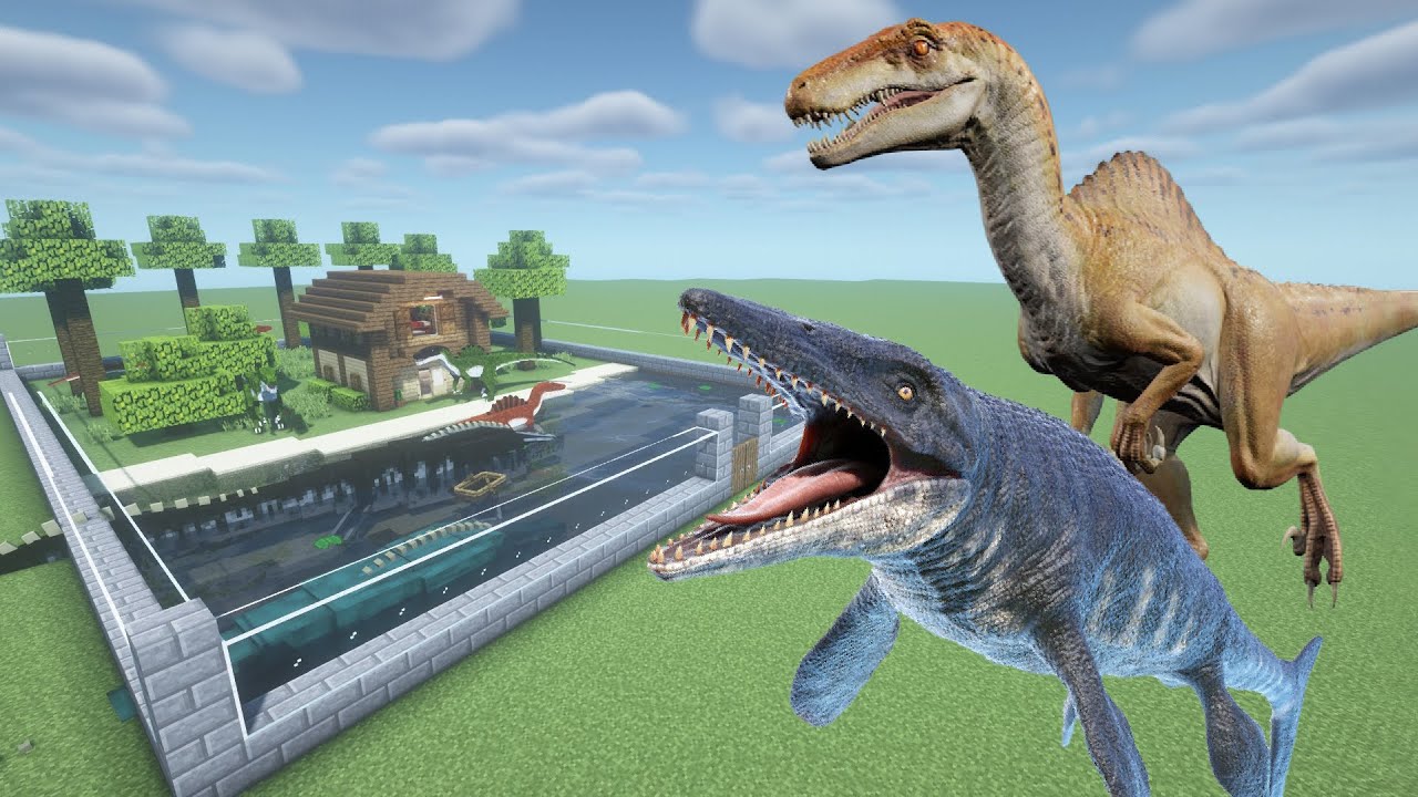 How To Make a Spinoraptor and Tylosaurus Farm in Minecraft PE - YouTube
