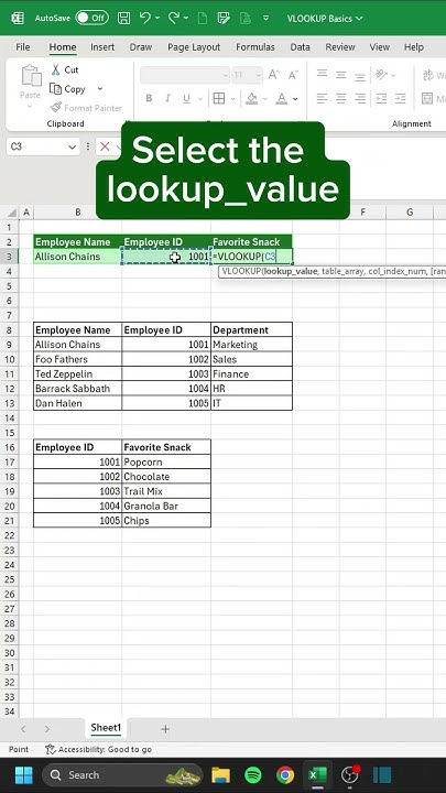 VLOOKUP Basics in 60 seconds 🔍 #excel - YouTube