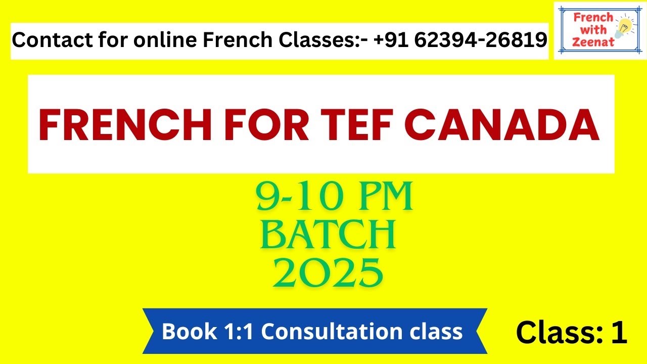 French for TEF Canada || Class-1|| Alphabets and articles - YouTube