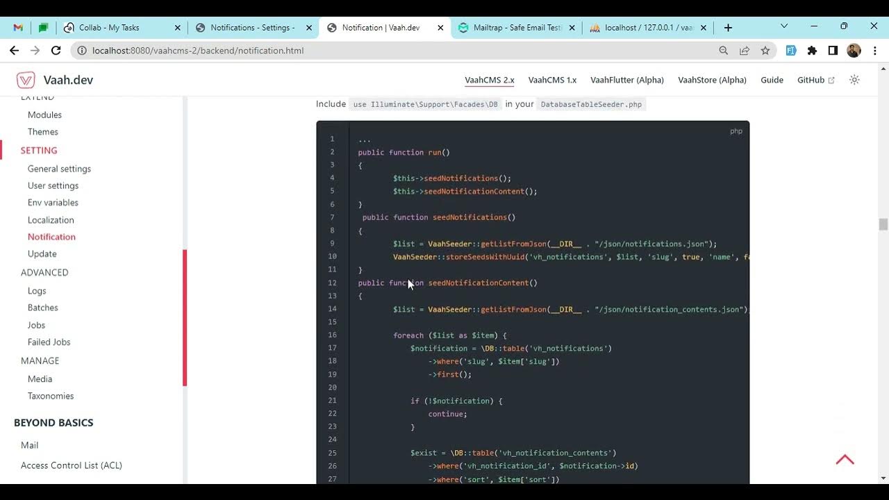 Vaahcms 2x Vue3 Notification Create Notification Via Seeds Youtube